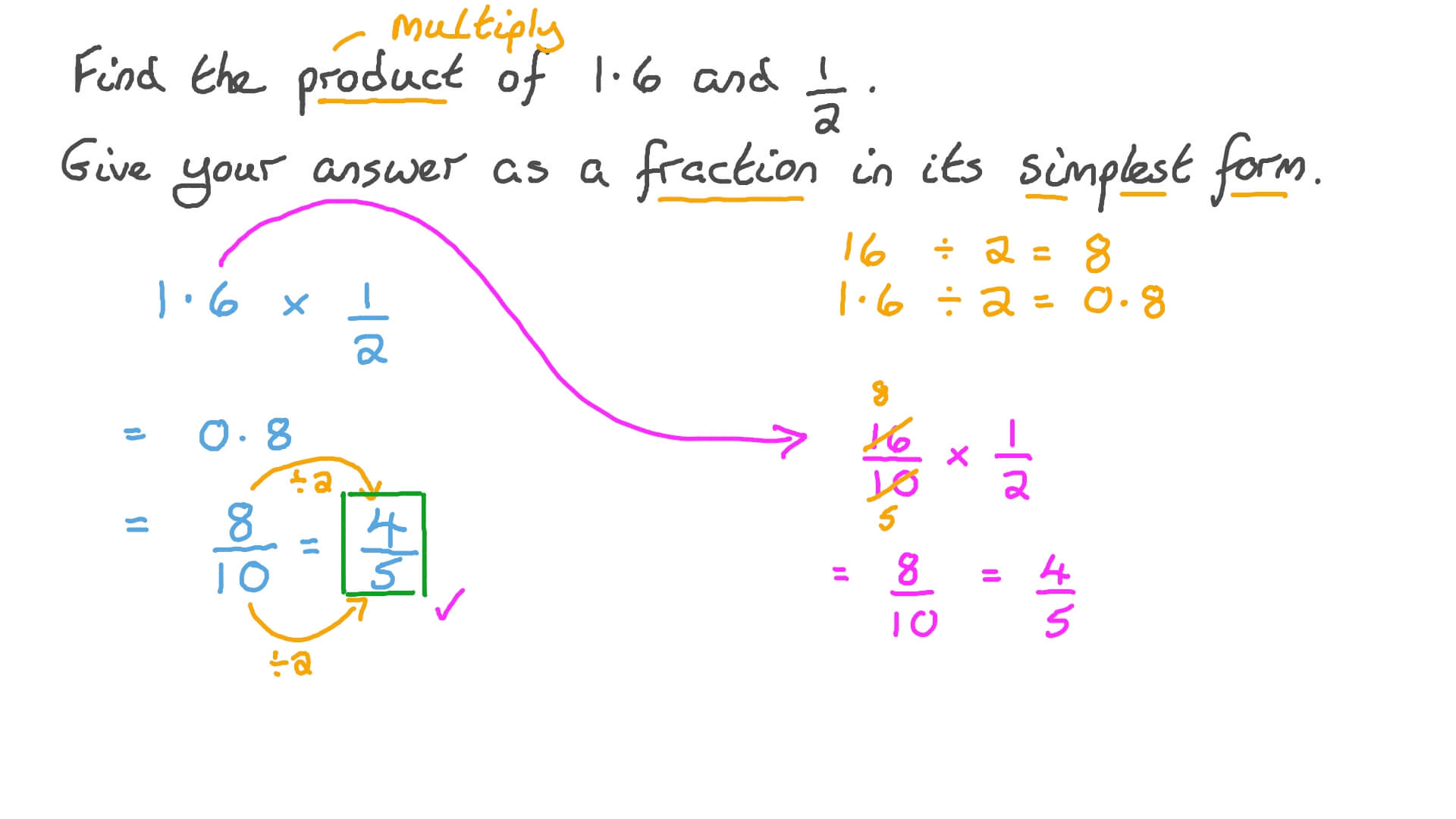 Question Video Finding As A Fraction The Result Of Multiplying Decimal 