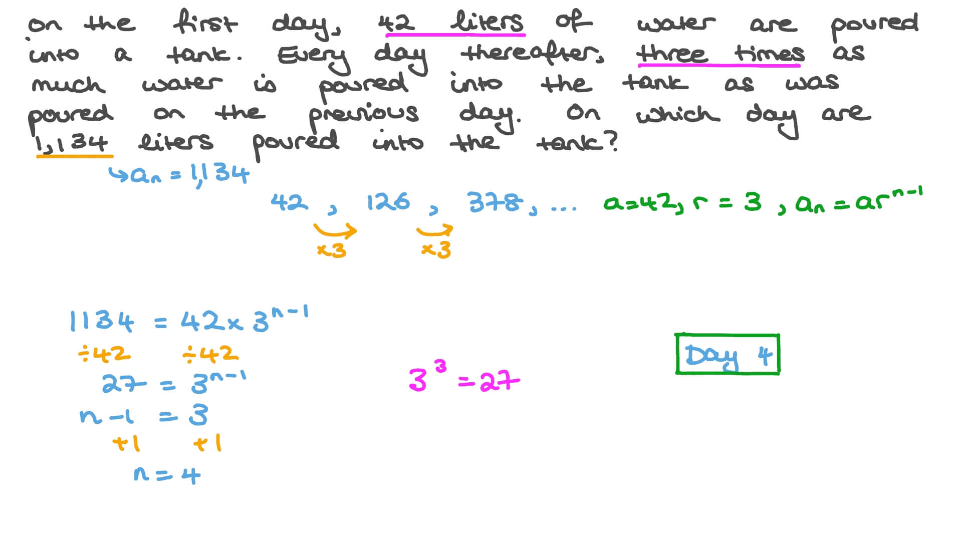 Question Video Solving Word Problems Involving Geometric Sequences Nagwa