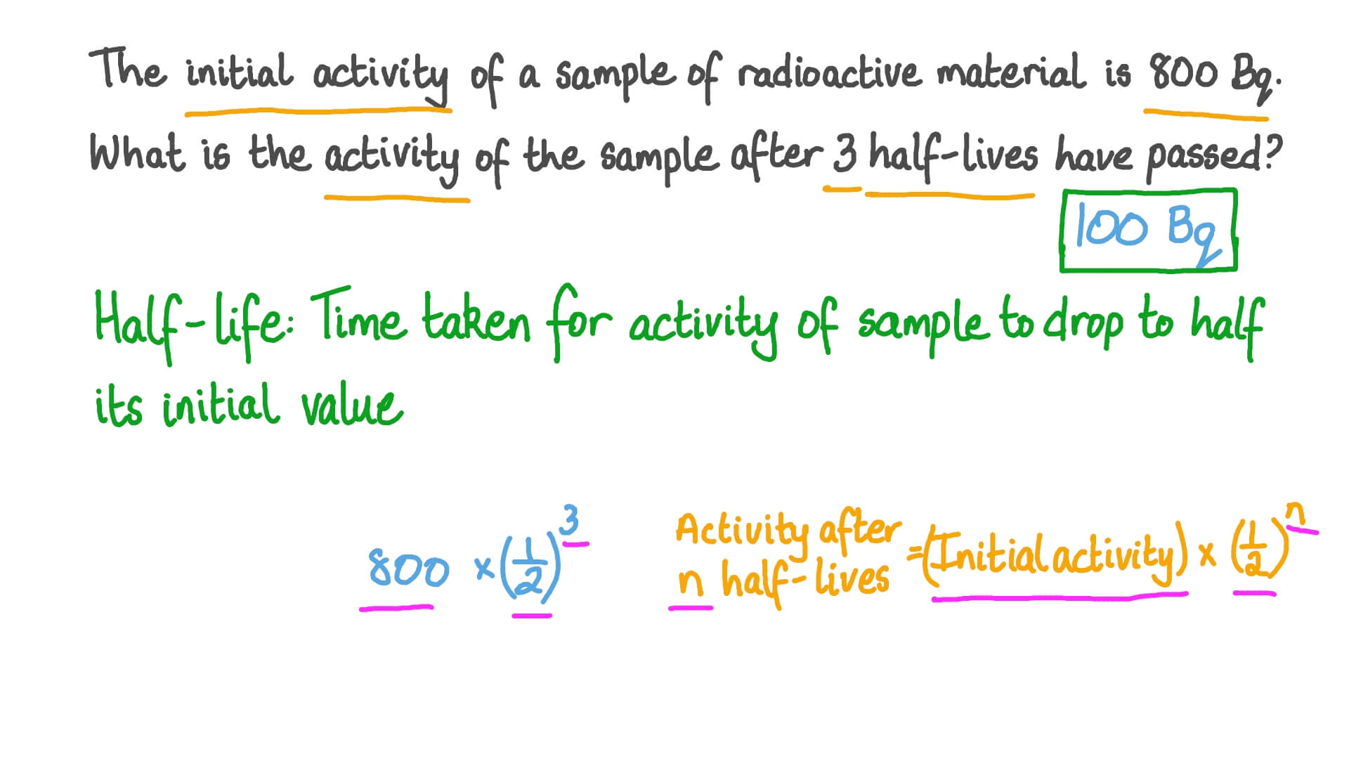 Question Video Understanding Activity And Half Life Nagwa