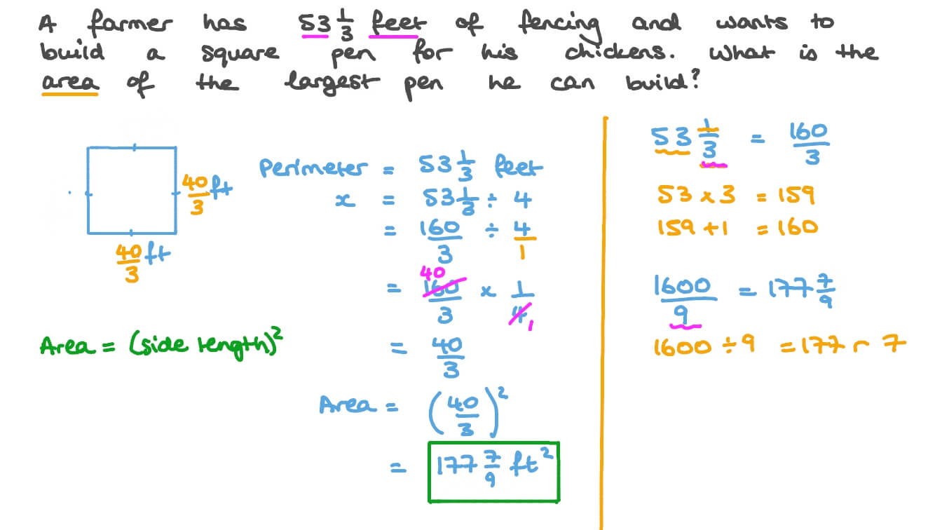 Question Video: Finding the Area of a Square given Its Perimeter in ...