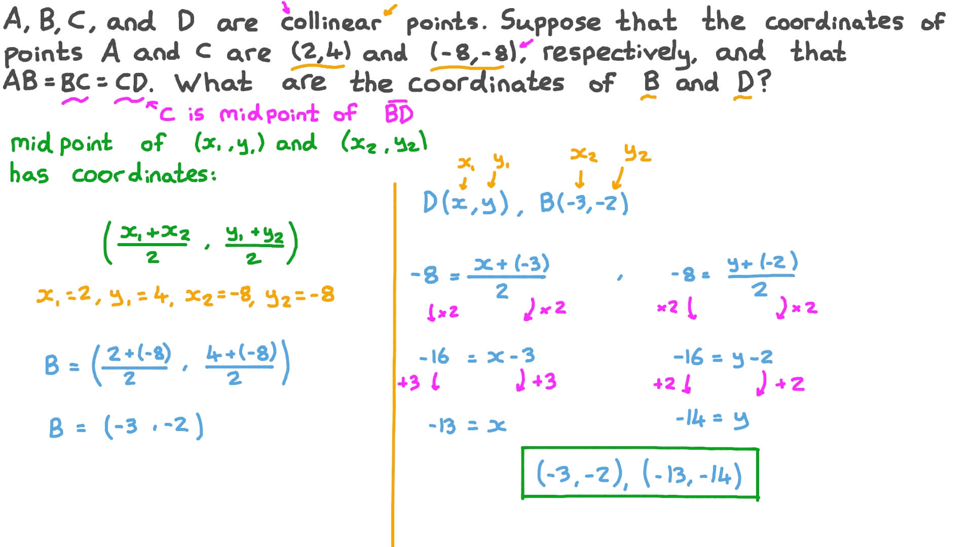 Question Video Finding Unknown Coordinates Of Points Using The