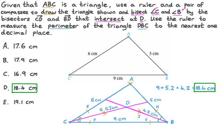 Lesson: Geometric Constructions: Angle Bisectors | Nagwa