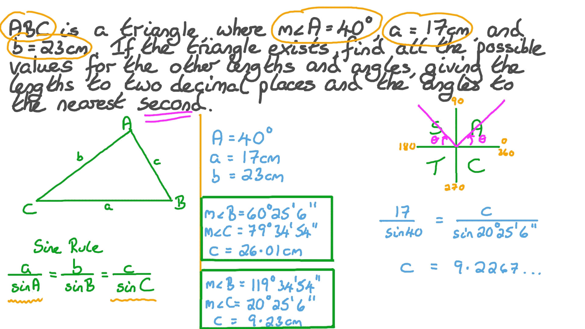 Question Video Using The Law Of Sines To Solve A Triangle Given Two