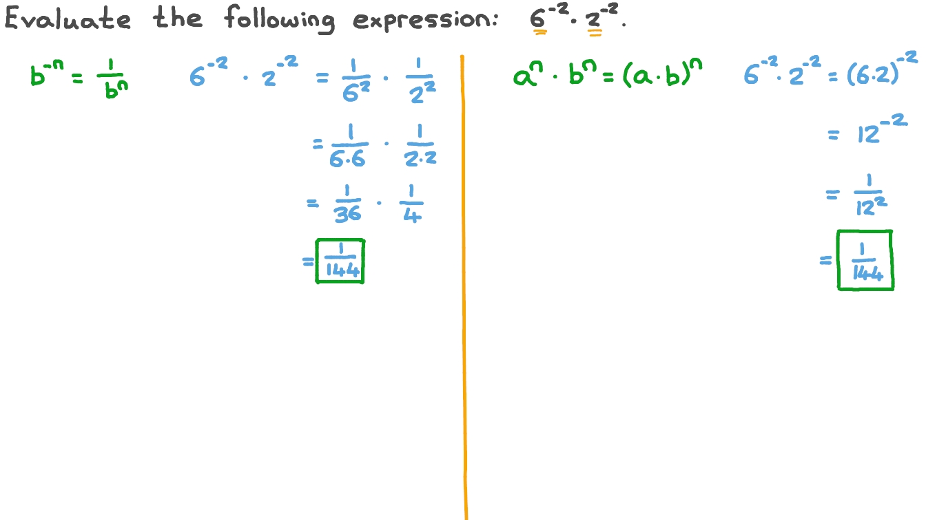 Question Video Evaluating An Expression Using Exponent Laws Nagwa