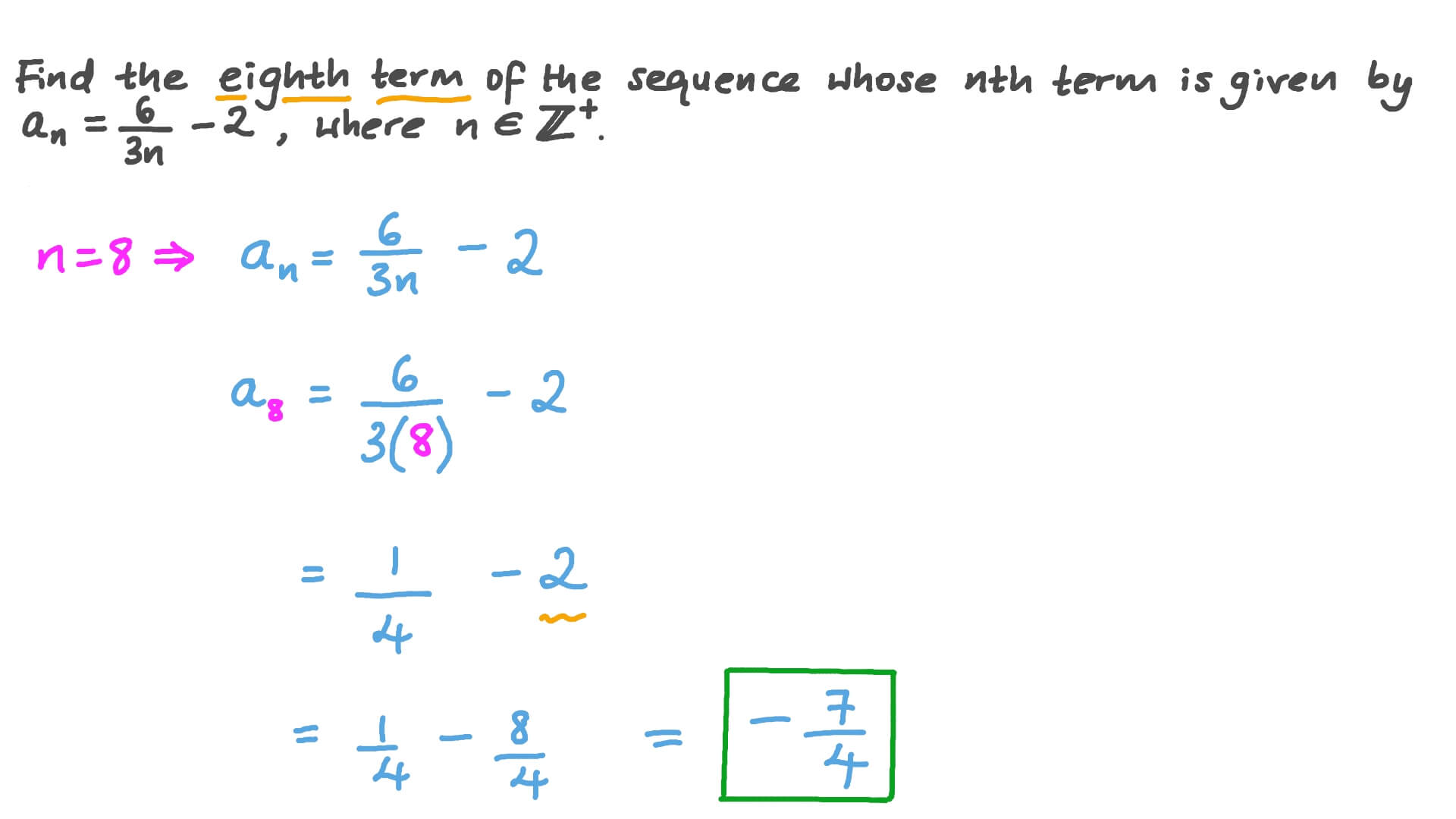 Question Video: Finding the Value of a Term in a Sequence given the ...