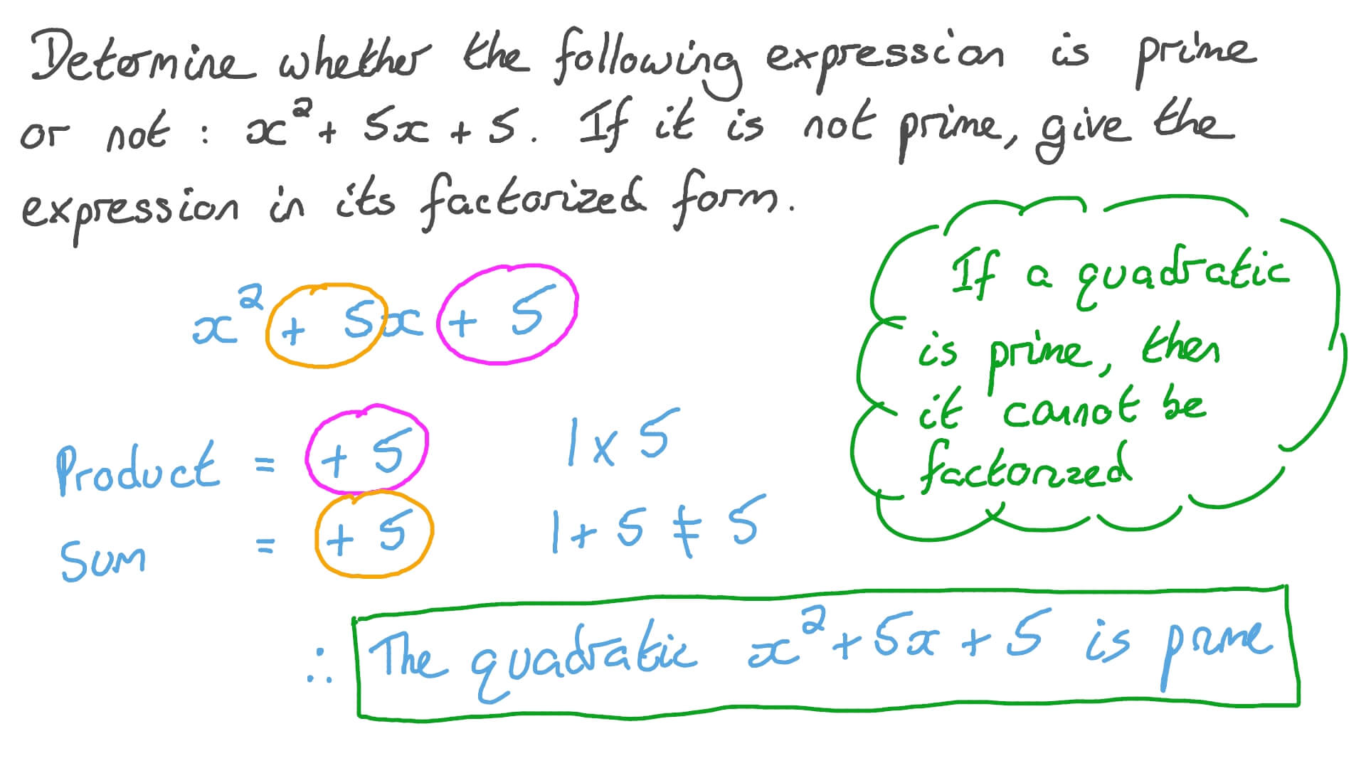 ion Video Determining Whether A Quadratic Expression Is Prime Nagwa