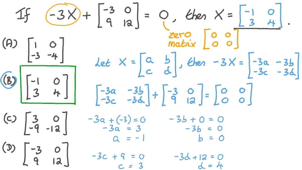 Question Video: Operations on Matrices | Nagwa