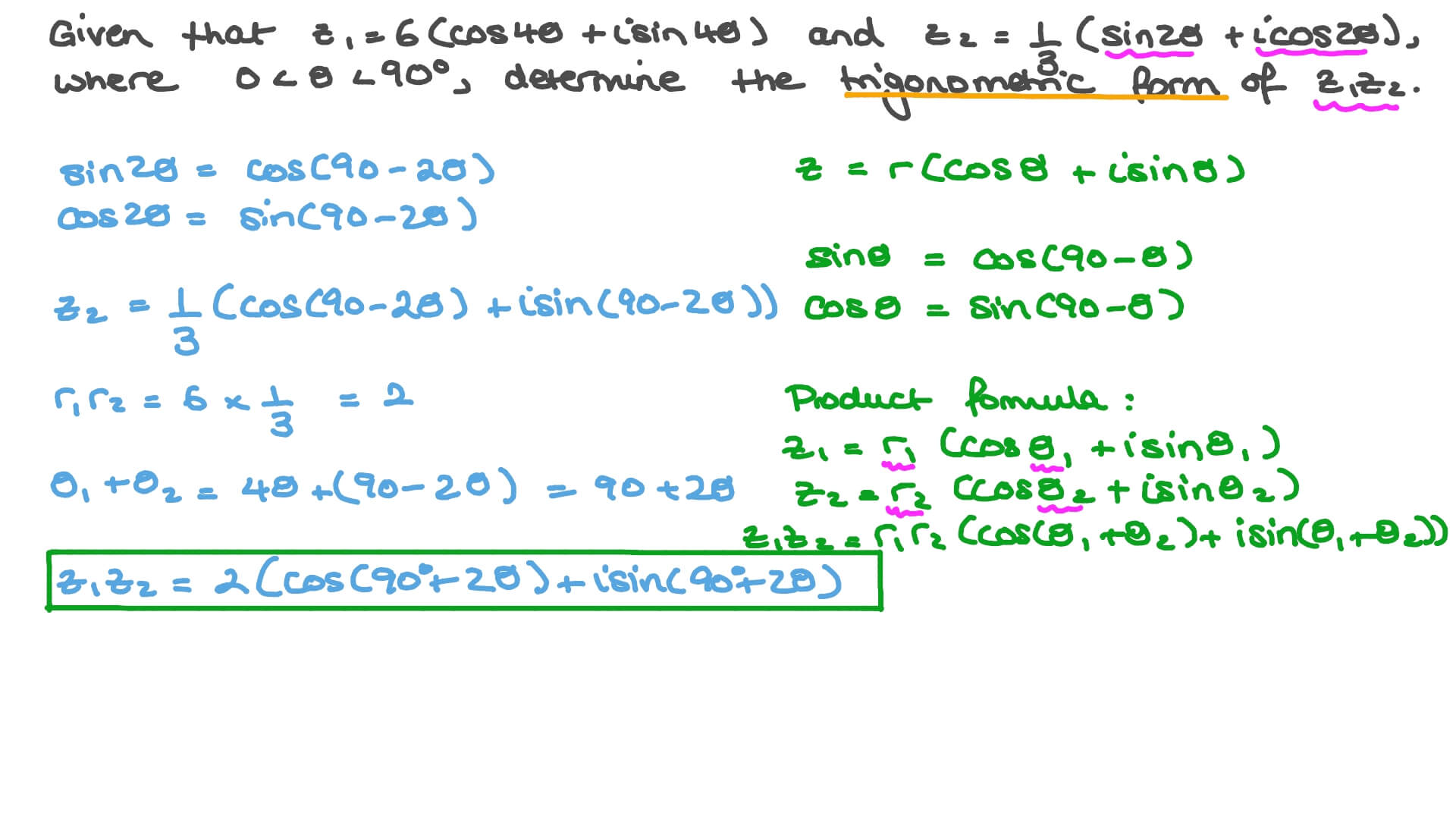 ion Video Multiplying Complex Numbers In Polar Form Nagwa