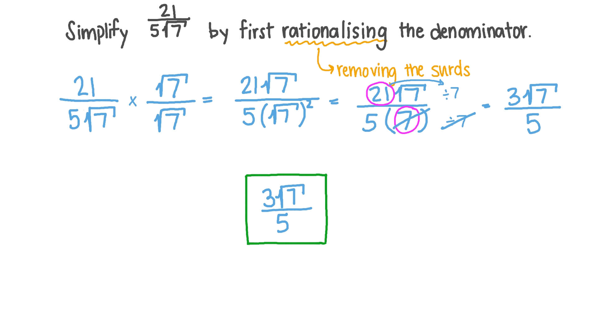 Video: Rationalizing the Denominator of a Fraction | Nagwa