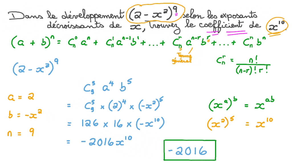 Question Video: Déterminer les coefficients binomiaux | Nagwa