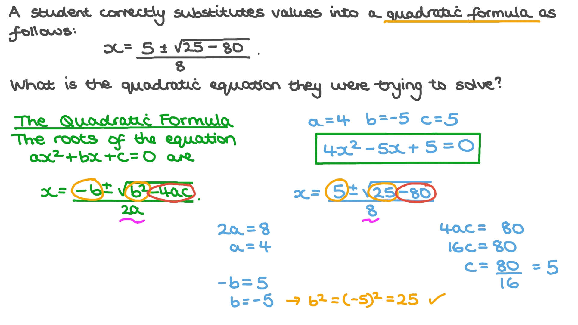 ion Video Finding The Original Quadratic Equation By Using Values In A Given Quadratic 