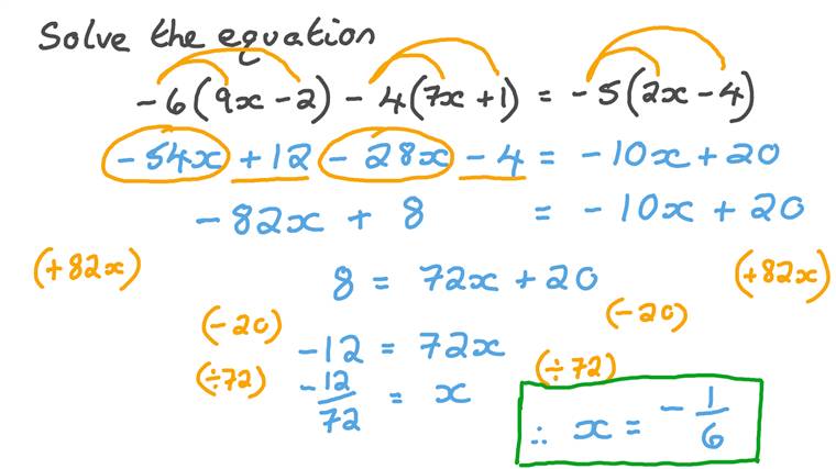 Lesson: Linear Equations with Variables on Both Sides | Nagwa
