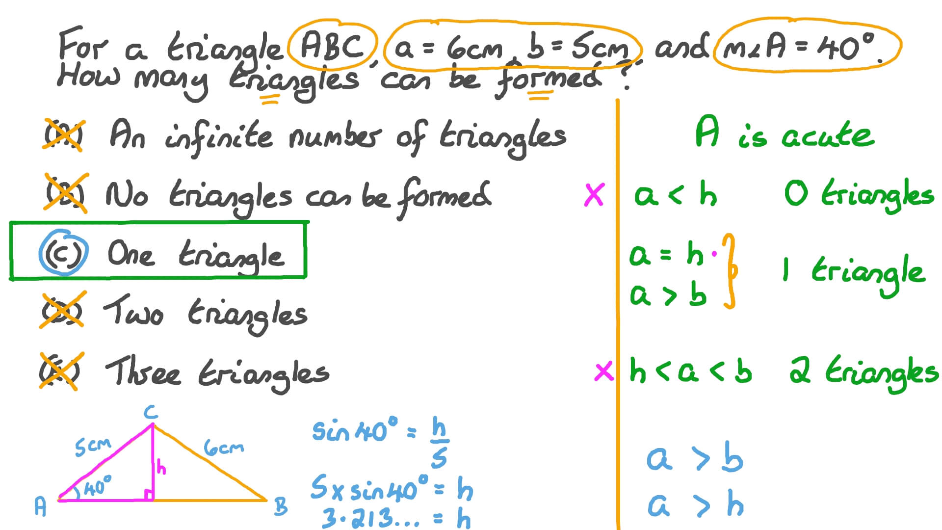 Question Video Using The Law Of Sines To Calculate The Number Of