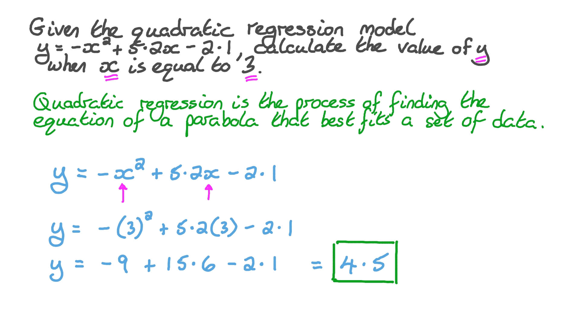ion Video Calculating A Predicted Value Using A Quadratic 