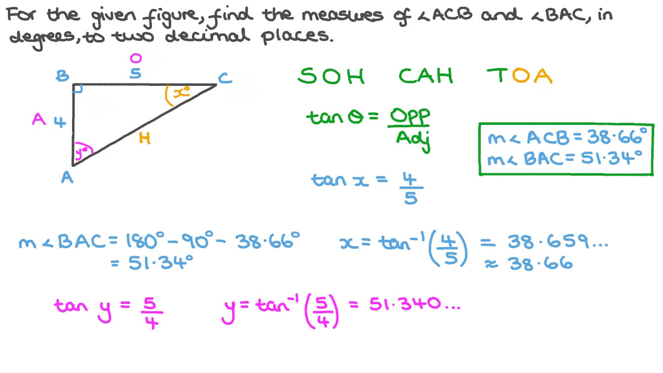 Question Video Finding The Unknown Angles In A Right Triangle Using