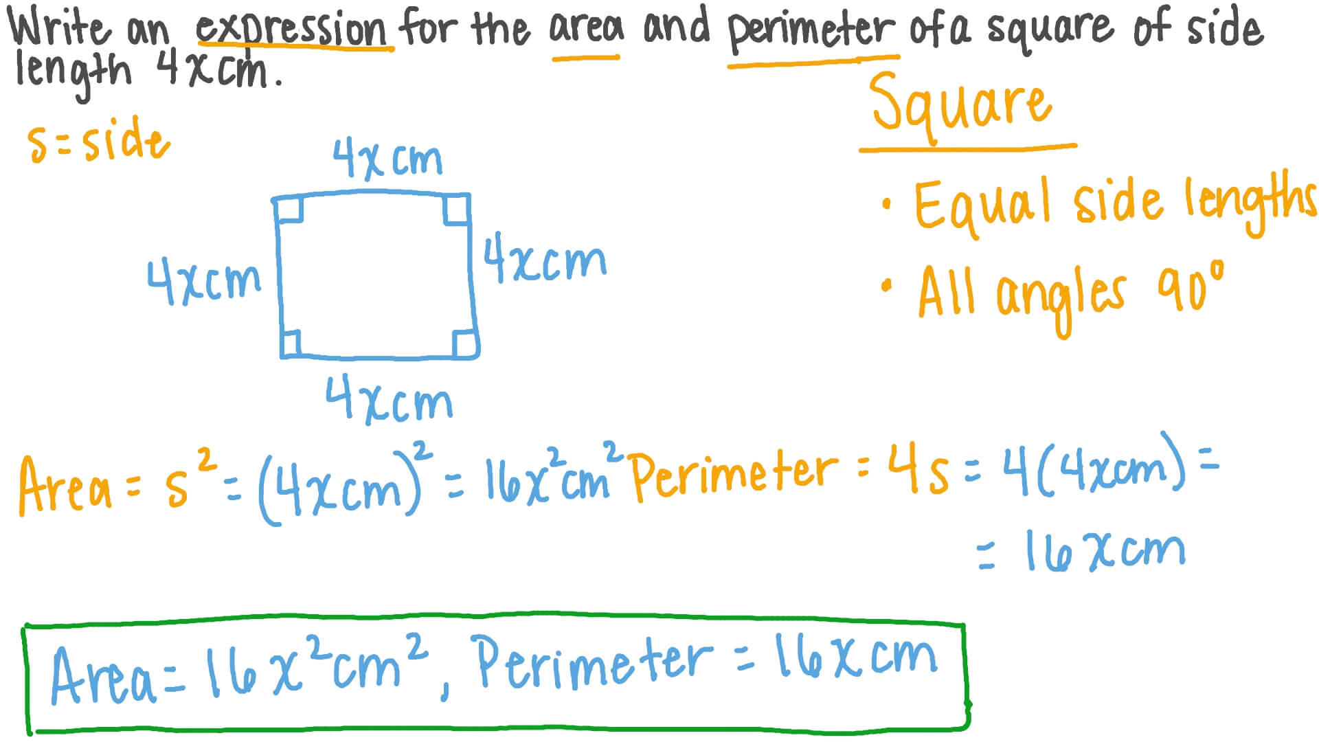 Question Video Writing Algebraic Expressions That Represent The Area