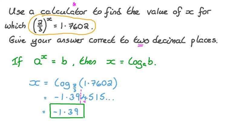 Lesson: Solving Exponential Equations Using Logarithms | Nagwa