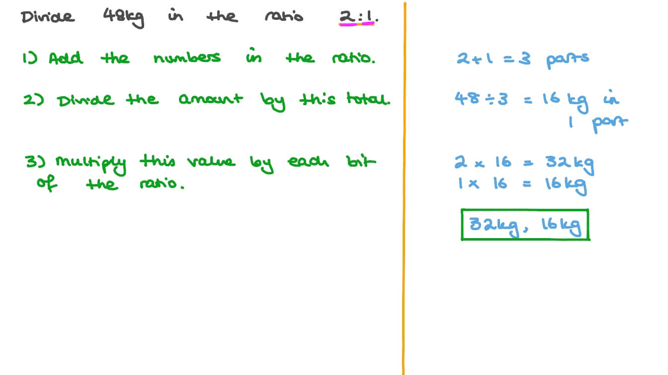 ion Video Dividing A Mass Into A Two Part Ratio Nagwa