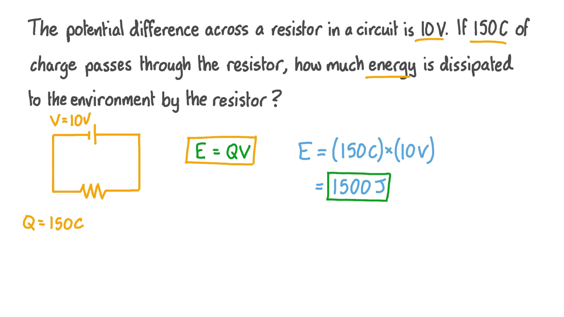 Question Video Finding The Energy Dissipated By An Electrical