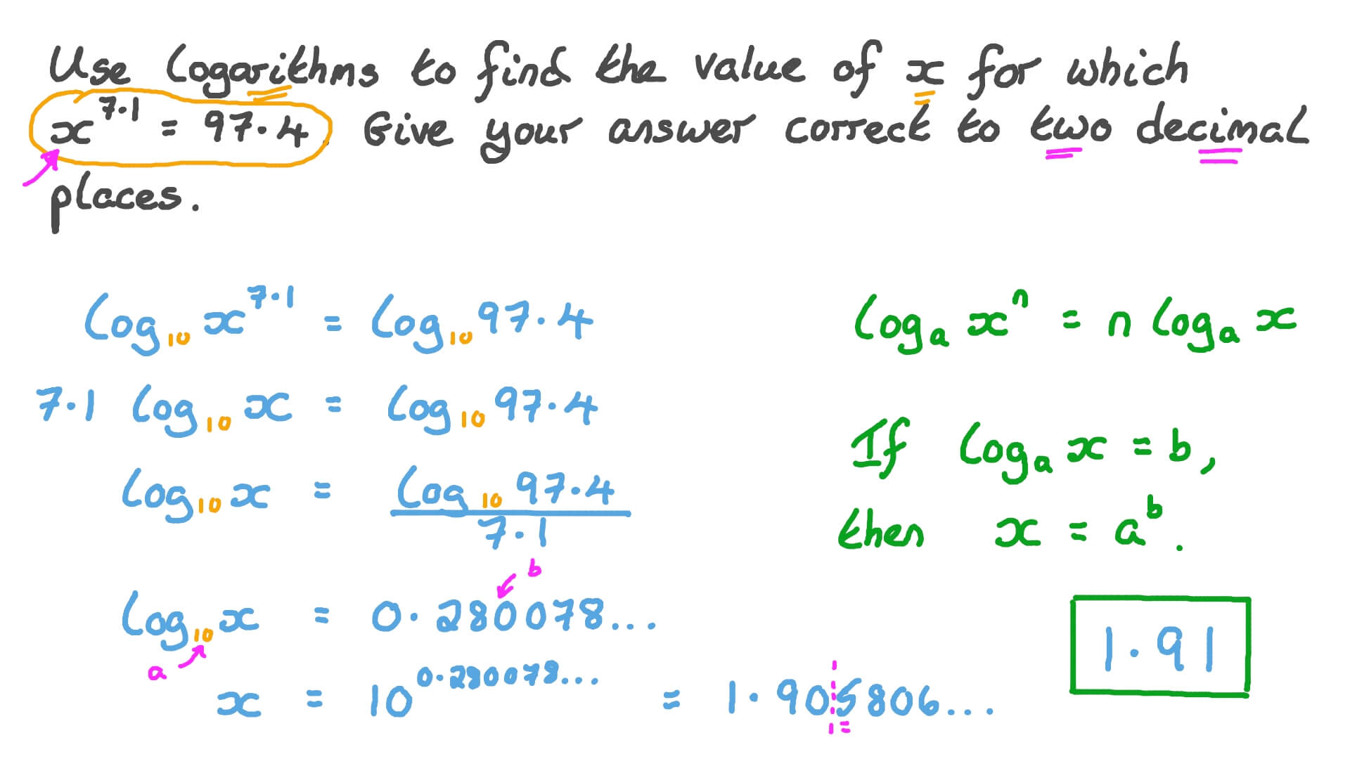 Question Video Finding The Solution Set Of A Logarithmic Equation Nagwa