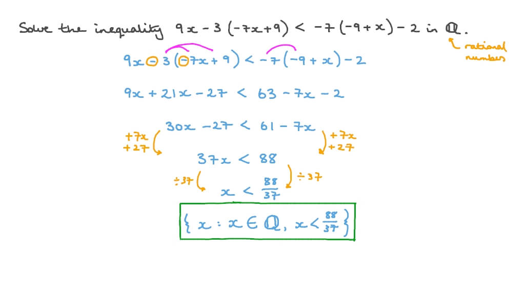 Question Video: Solving Multistep Linear Inequalities with One Unknown ...