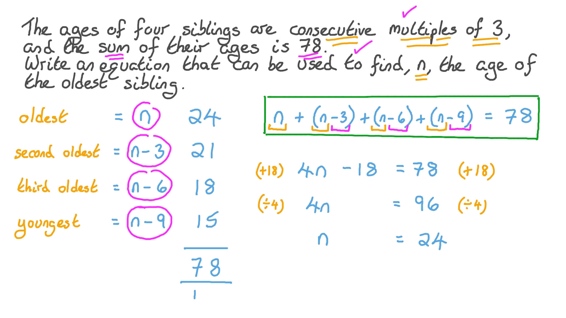 Question Video Creating Linear Equations With One Variable Nagwa
