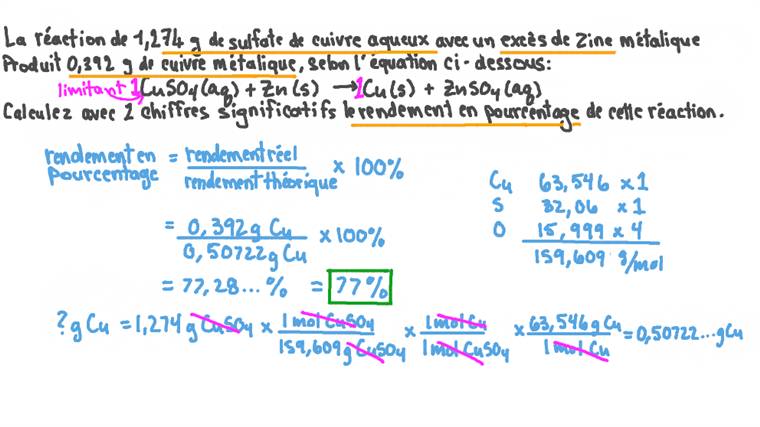 Leçon: Pourcentage de rendement | Nagwa