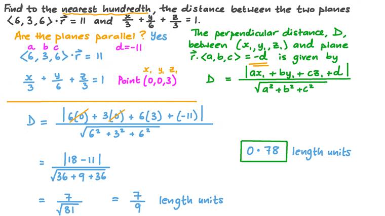 Lesson: The Perpendicular Distance between Points and Planes | Nagwa