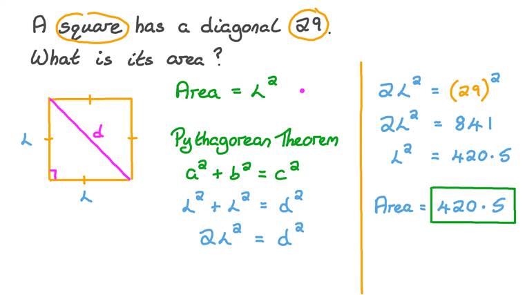 Lesson: The Area of a Square in terms of Its Diagonals | Nagwa