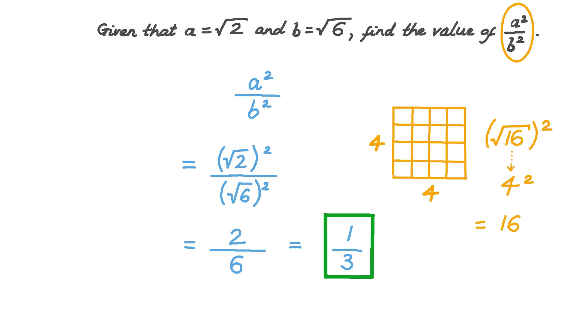 Question Video Evaluating Algebraic Expressions Involving Square Roots