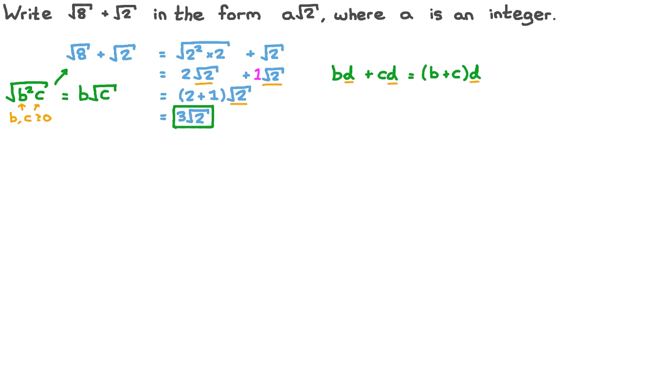 Question Video: Simplifying the Sum of Radicals | Nagwa