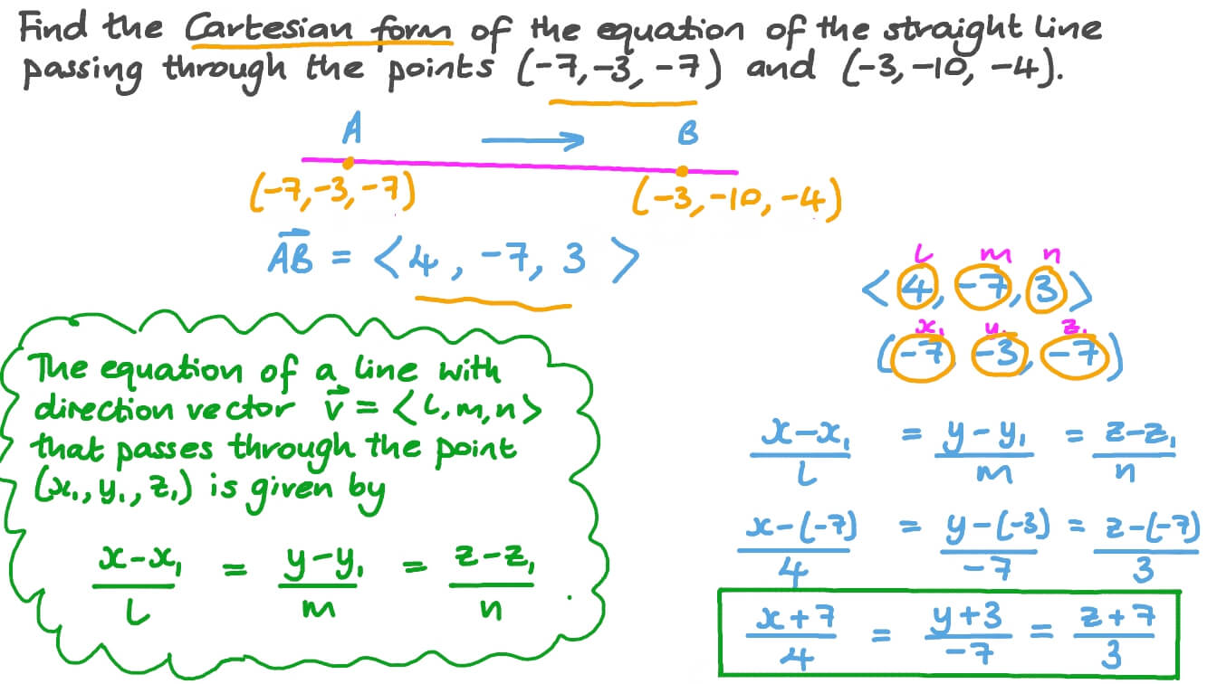 Question Video Finding The Cartesian Form Of The Equation Of A 