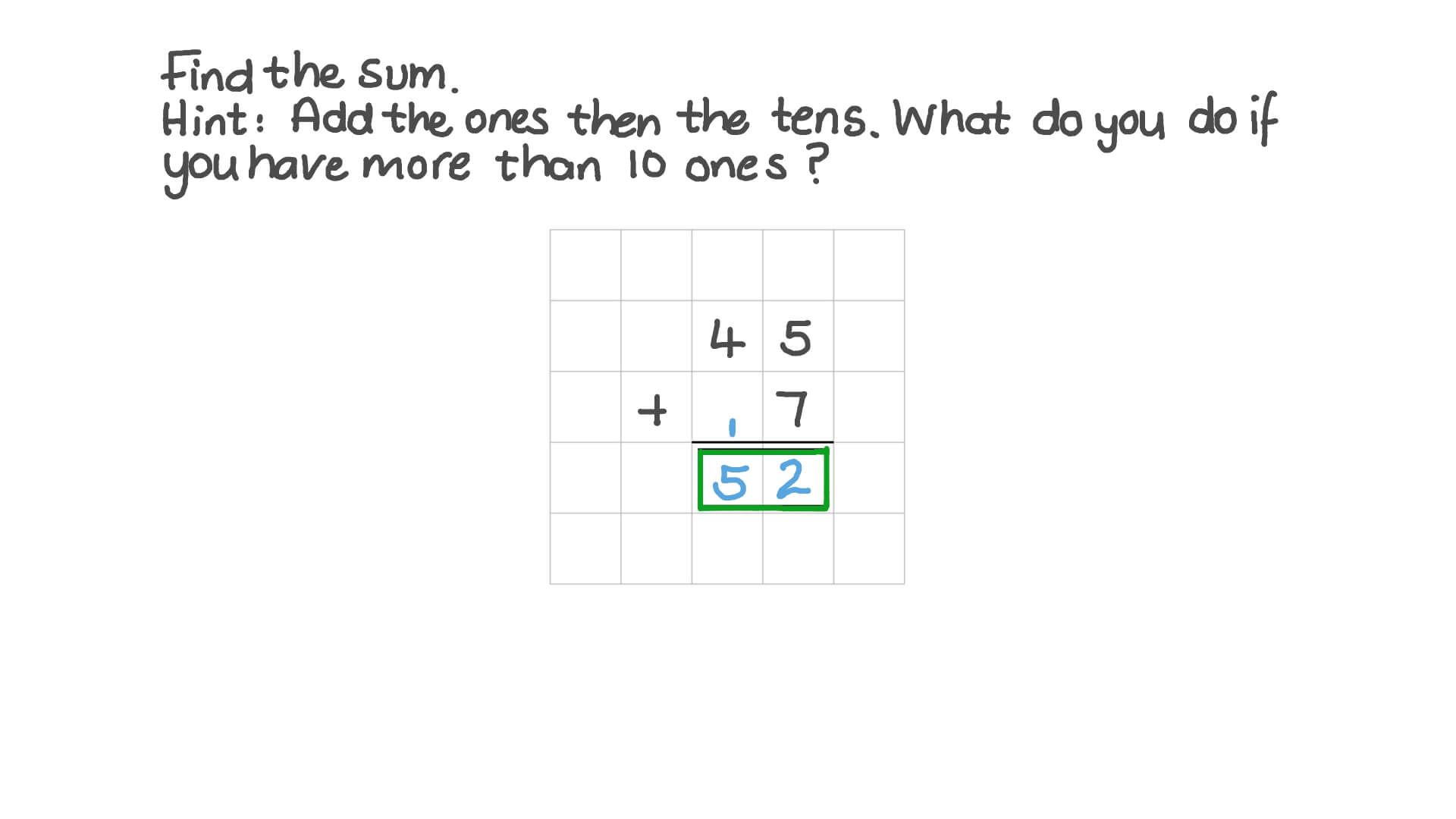 ion Video Adding One Digit Numbers To Two Digit Numbers With 