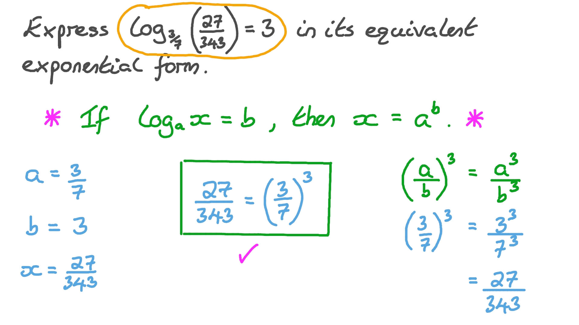 Question Video Converting An Equation From Logarithmic To Exponential