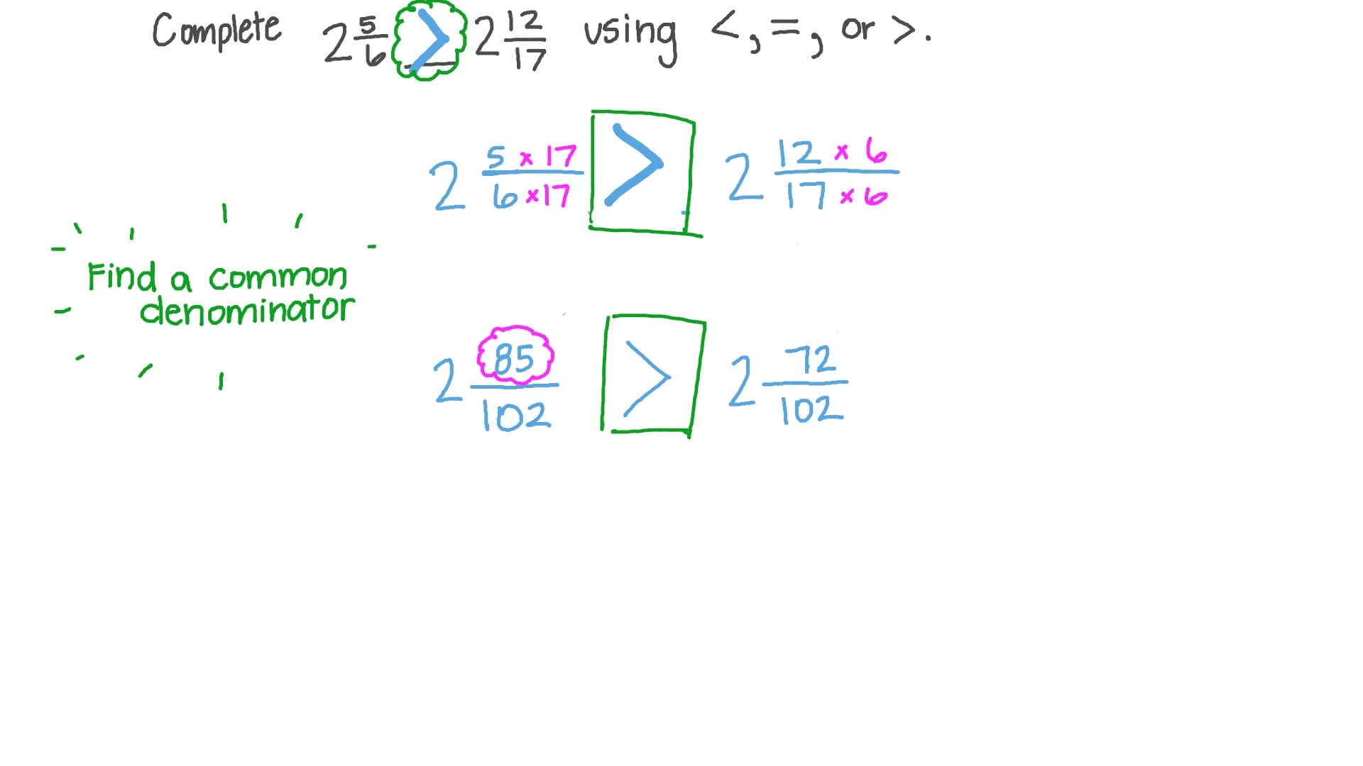 Question Video Comparing Two Mixed Numbers With Different Denominators Question Video Comparing Two Mixed Numbers With Different Denominators