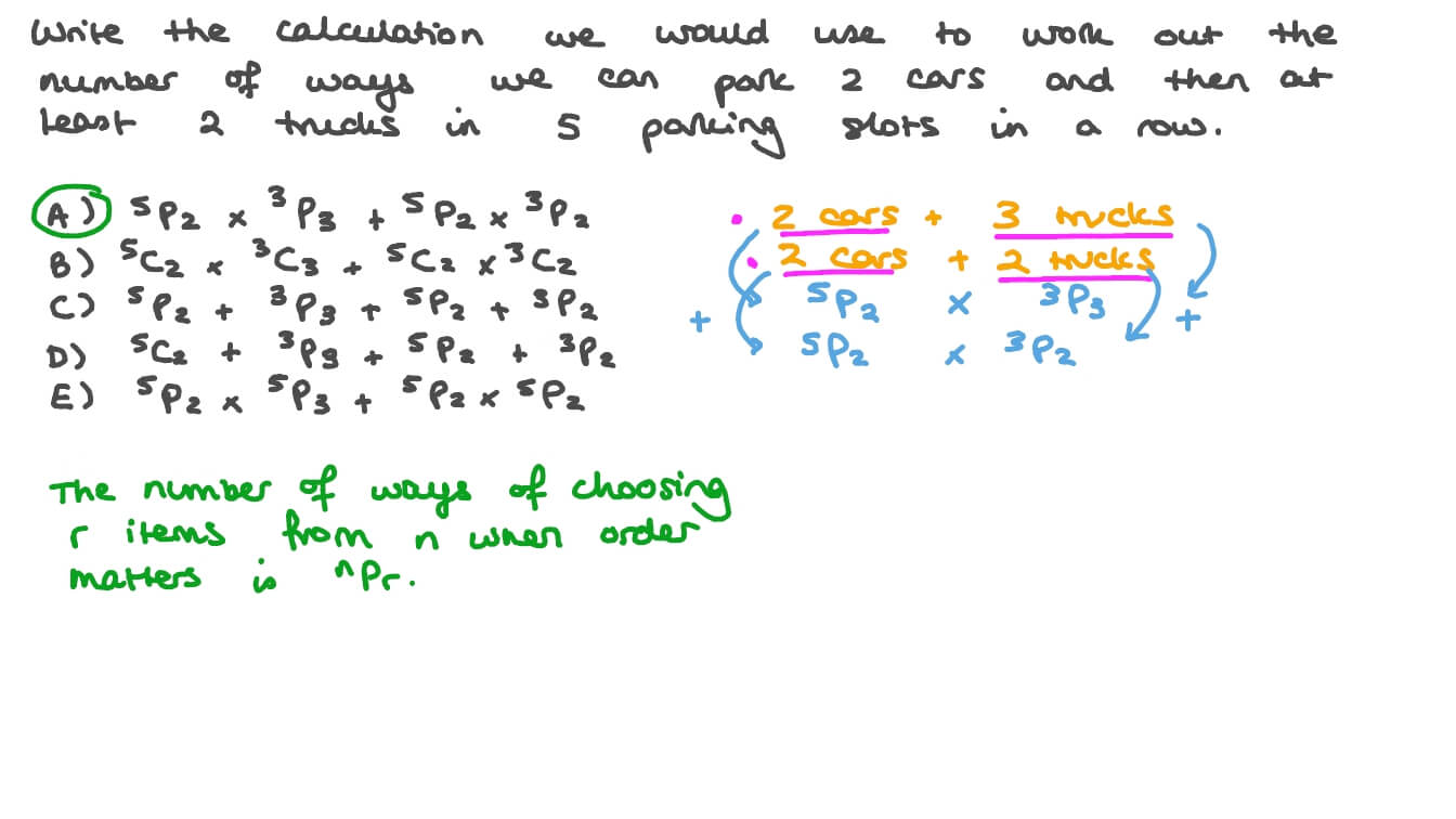 Question Video Counting Outcomes Of Events Using The Addition Rule And 