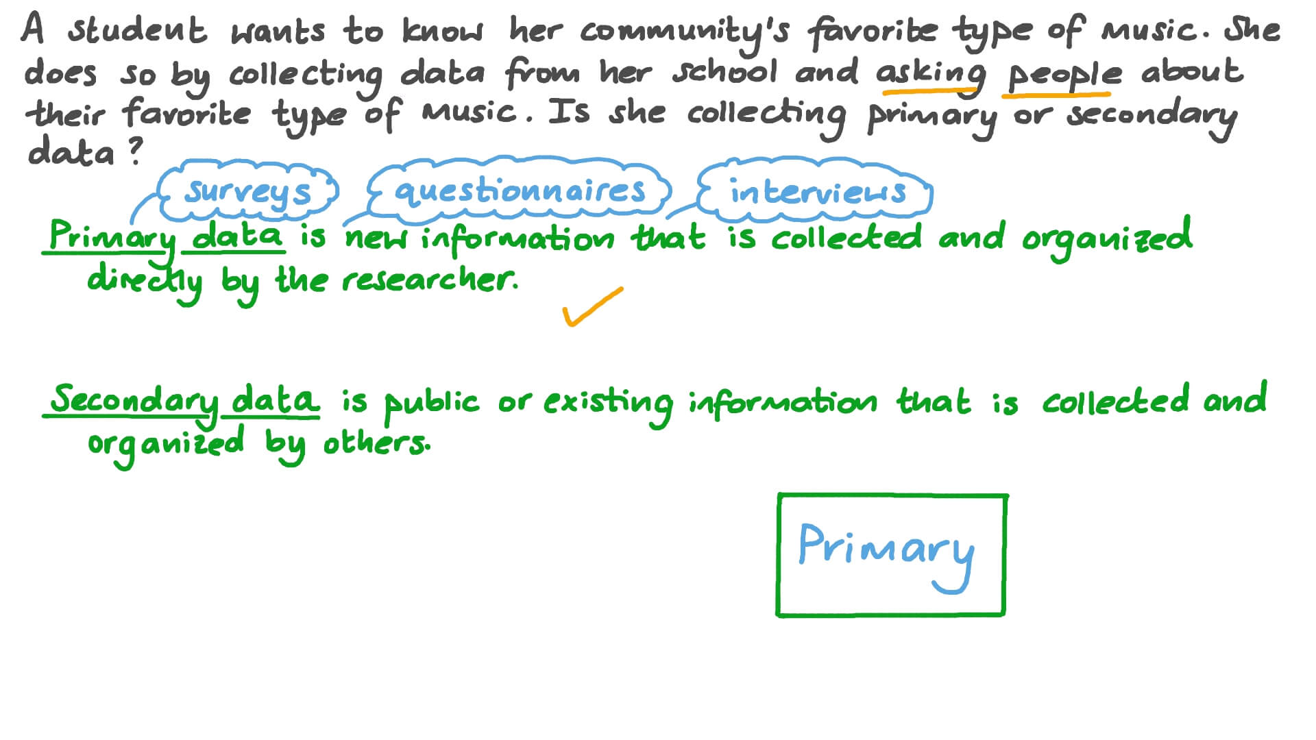 ion Video Determining Whether Data Is Primary Or Secondary Nagwa