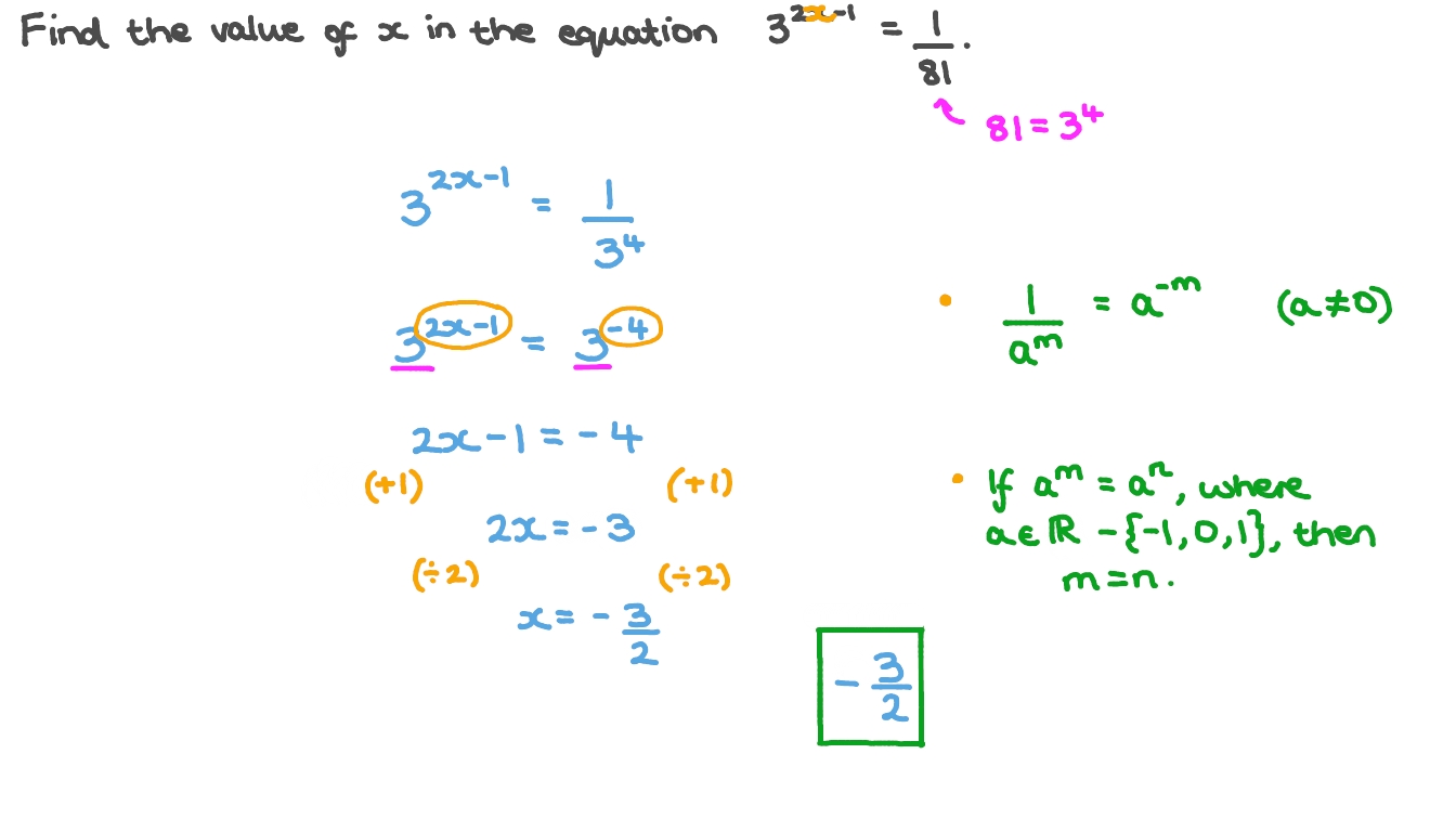 ion Video Solving An Exponential Equation Where The Unknown Appears In The Exponent Nagwa