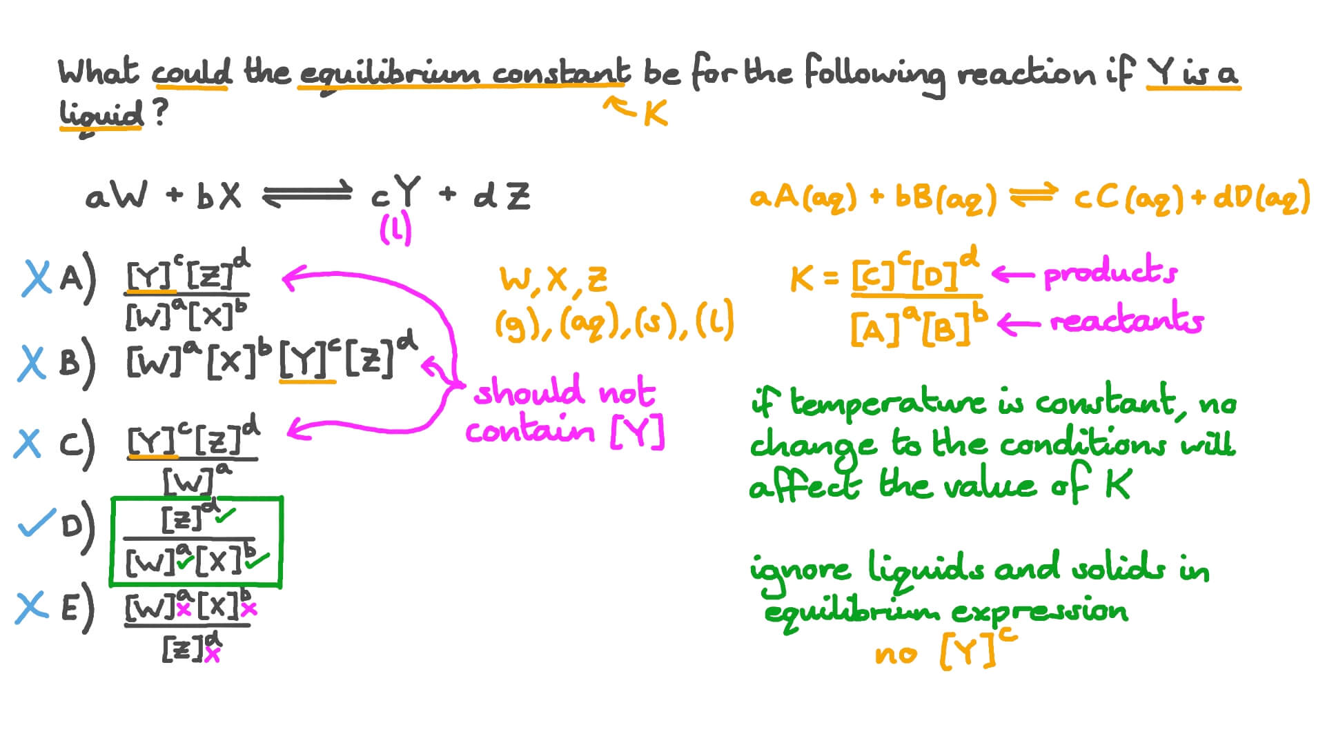 Video: Identifying the Possible Equilibrium Constant for a General ...