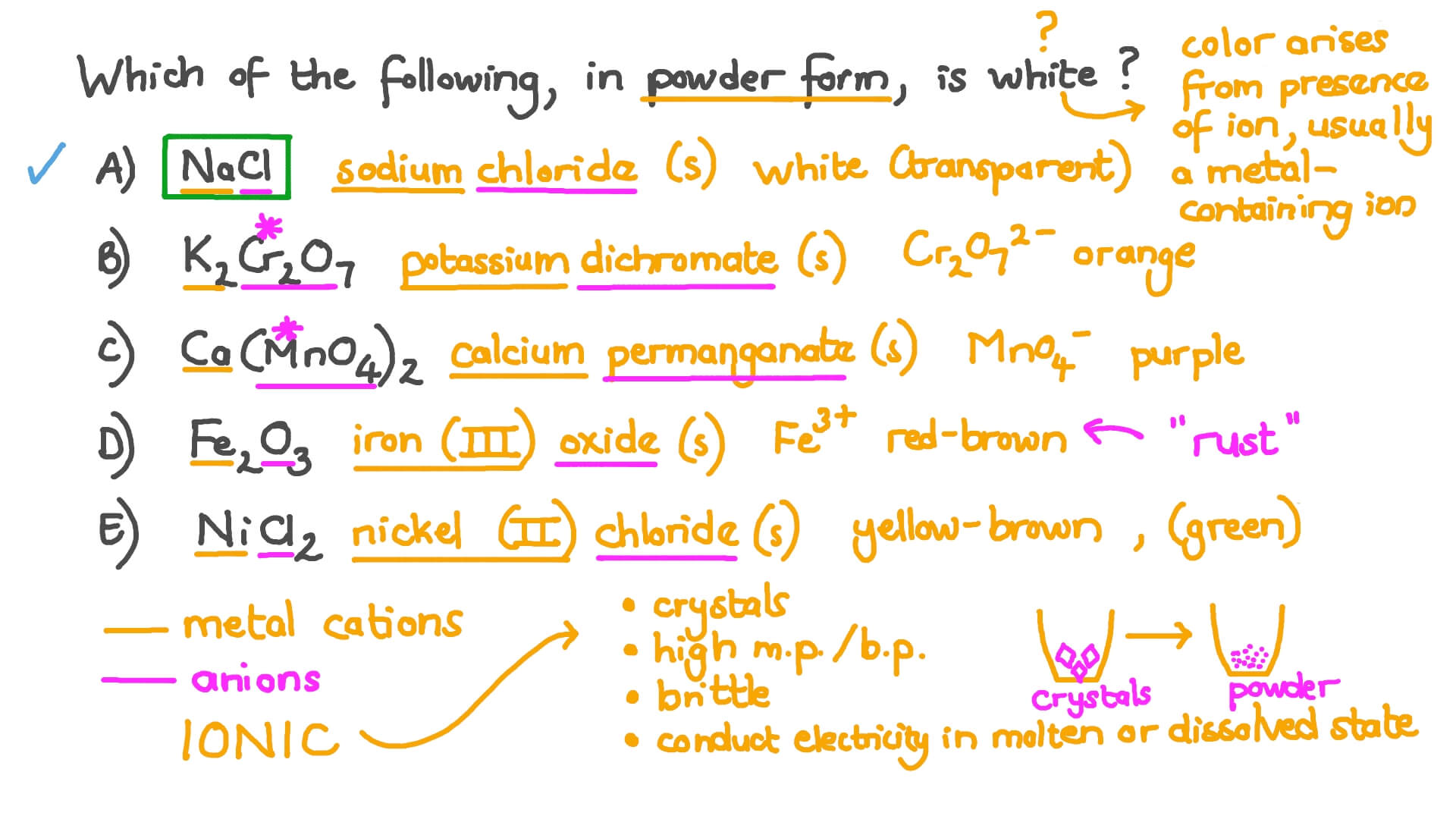 Video: Identifying the Substance That Is White in Powder Form in a Set ...