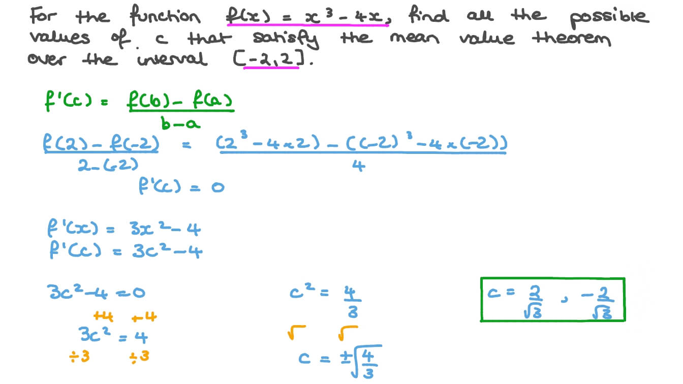 ion Video The Mean Value Theorem Nagwa
