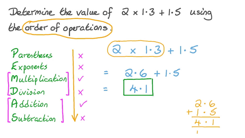 Question Video Using The Order Of Operations To Evaluate Numerical