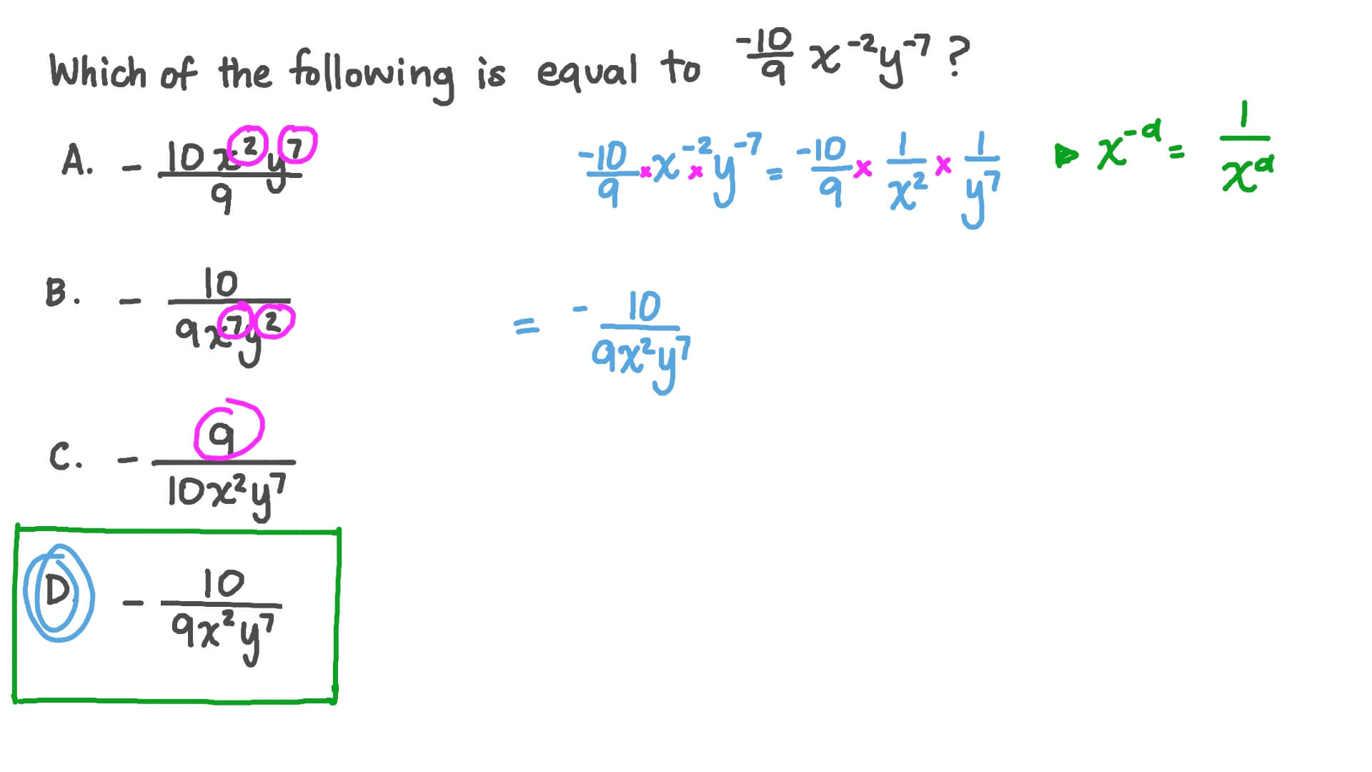 Question Video Rewriting Algebraic Expressions Using Laws Of Exponents