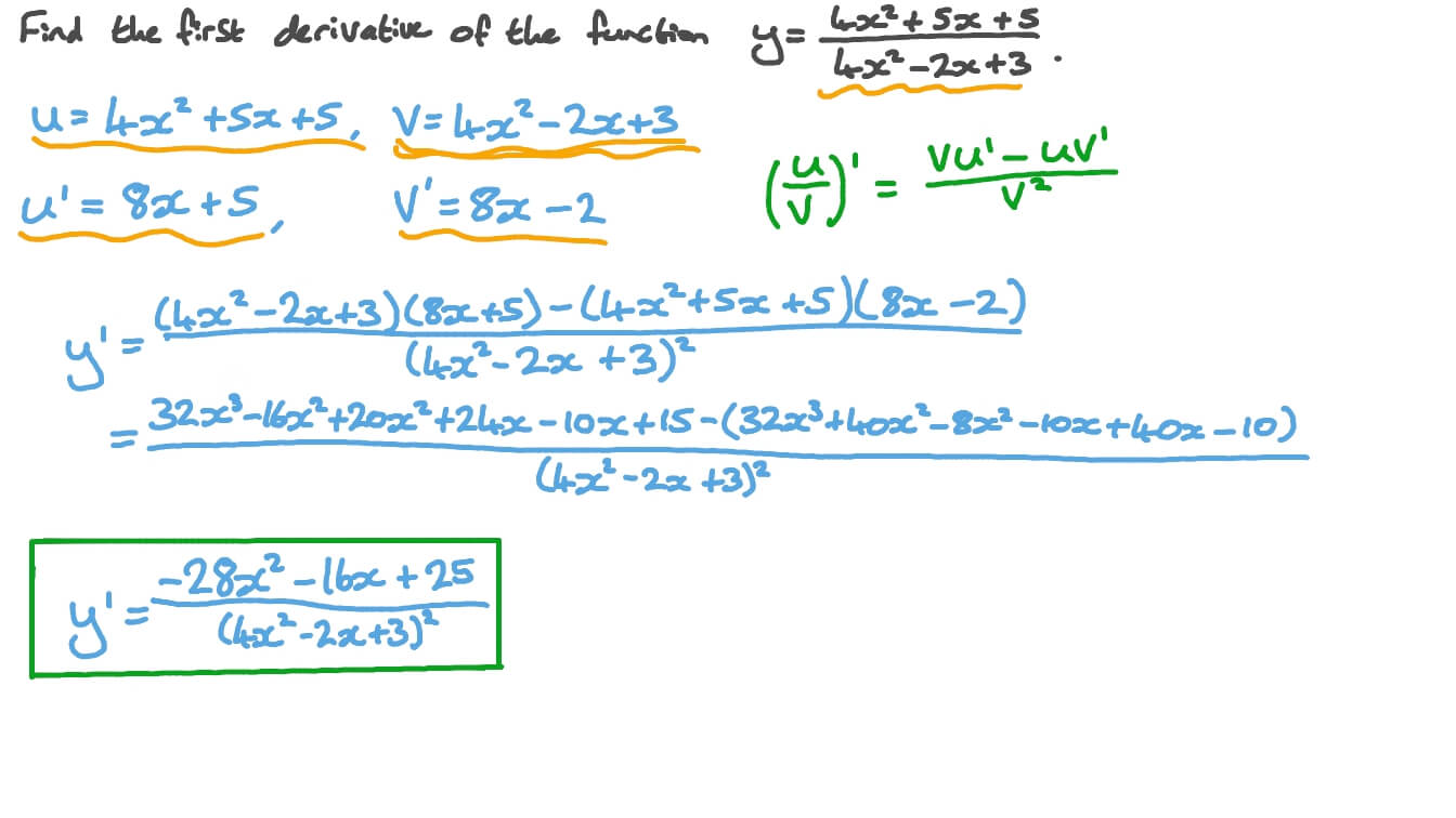 Question Video: Finding the Unknowns in a Rational Function given Its Value and the Value of Its ...