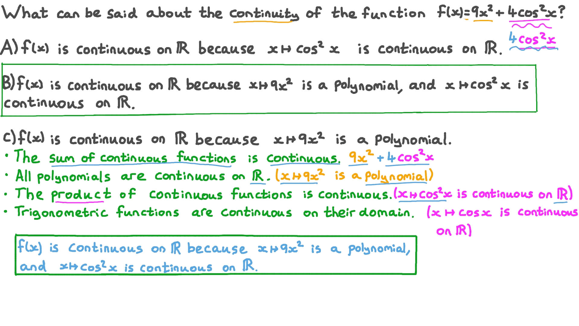 Question Video Continuity Of The Sum Of A Polynomial And Trigonometric