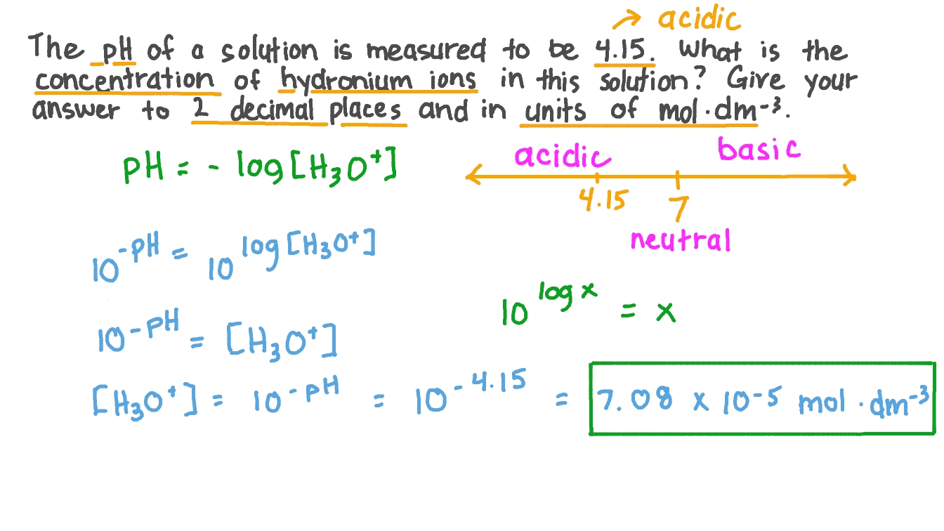 Question Video Calculating The Hydronium Ion Concentration Of A