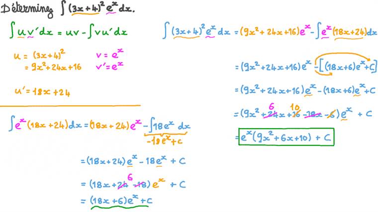 Leçon: Intégration par parties | Nagwa