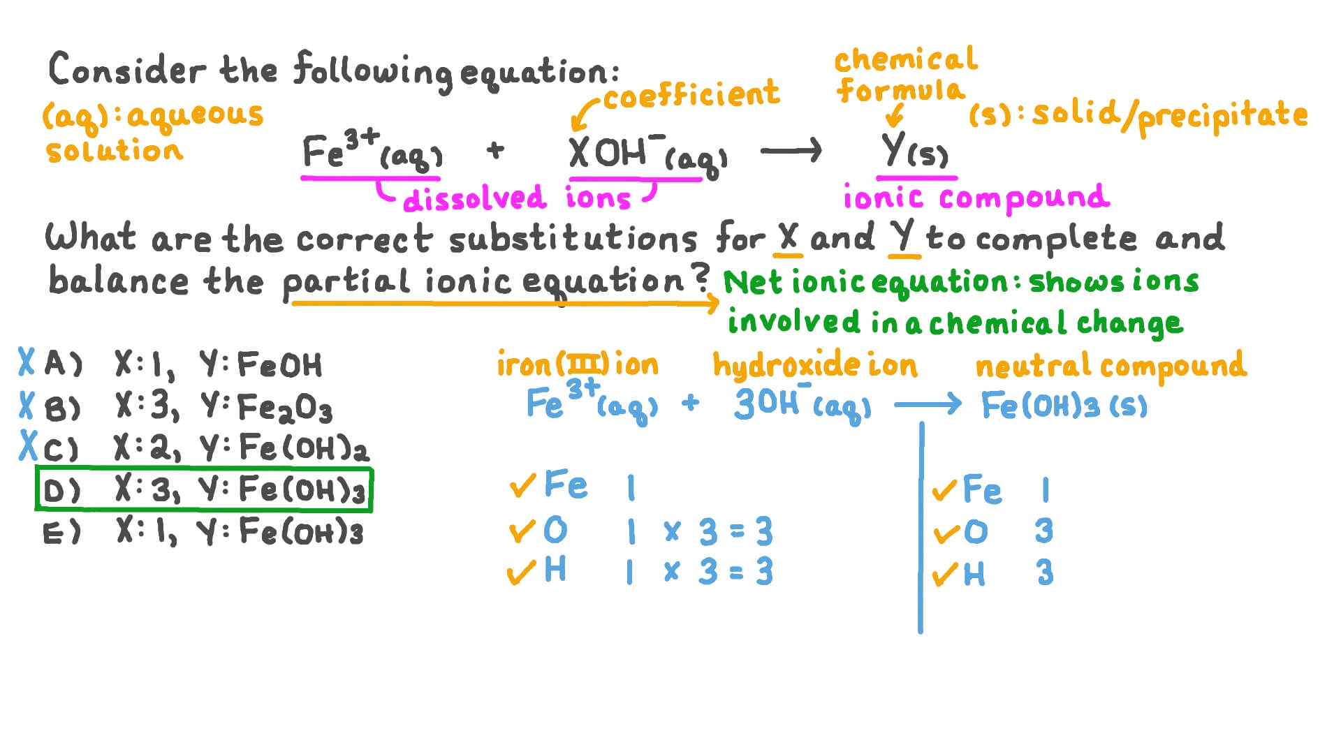 Question Video Balancing A Net Ionic Equation Nagwa