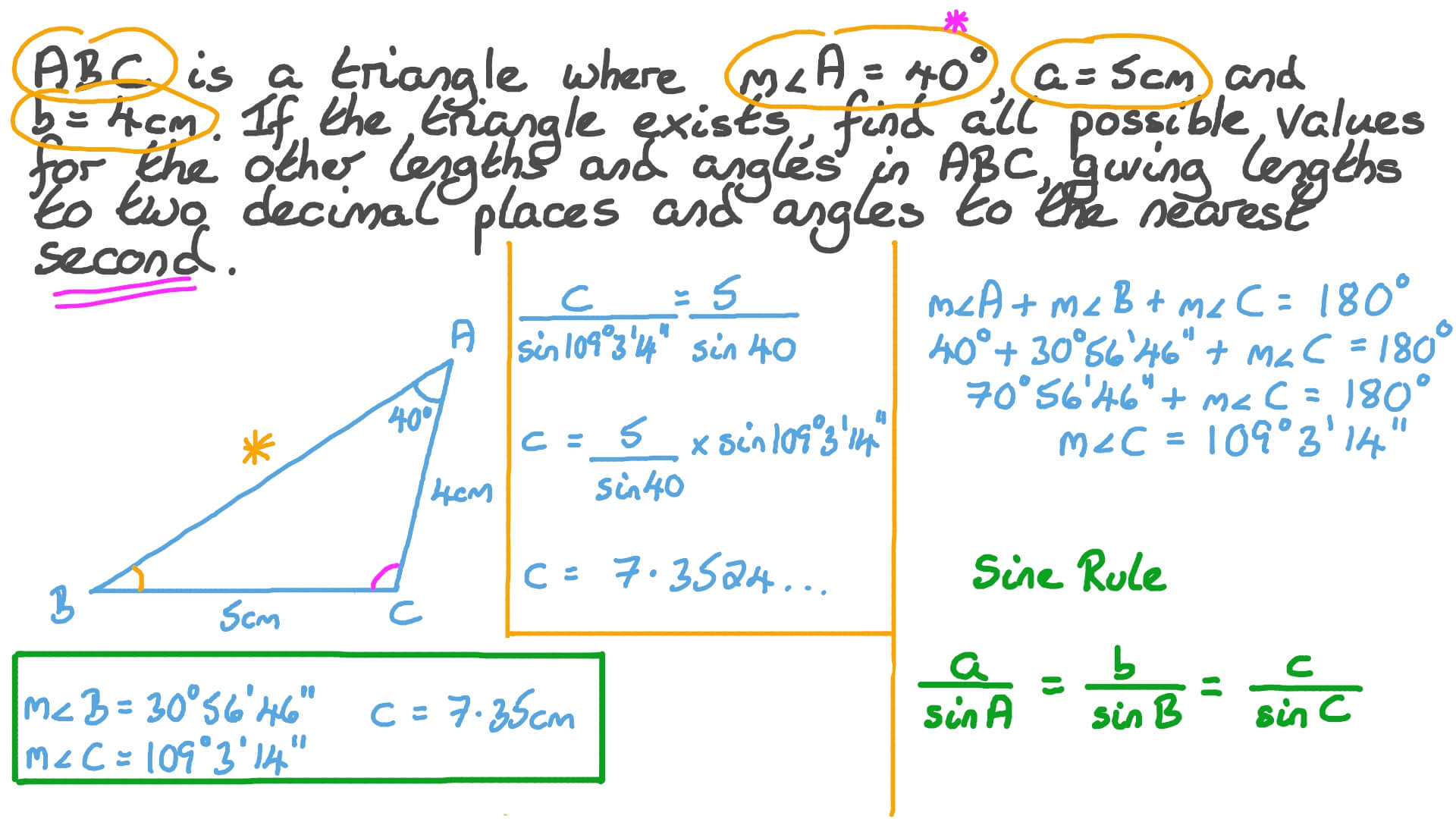 ion Video Solving A Triangle Given Two Sides And One Angle Nagwa