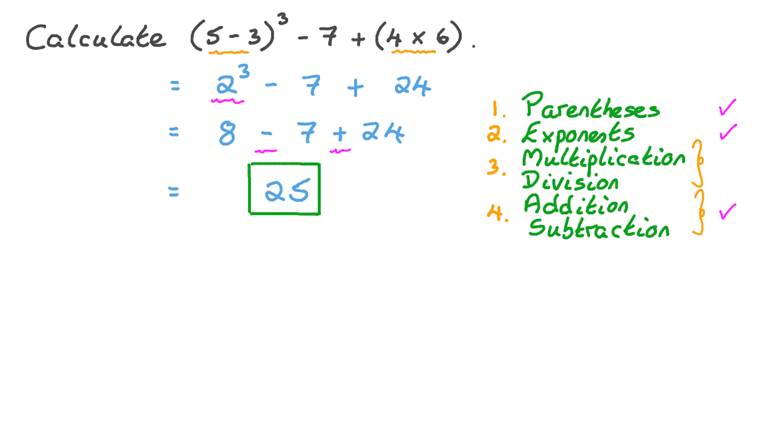 Lesson: Order of Operations: Exponents | Nagwa